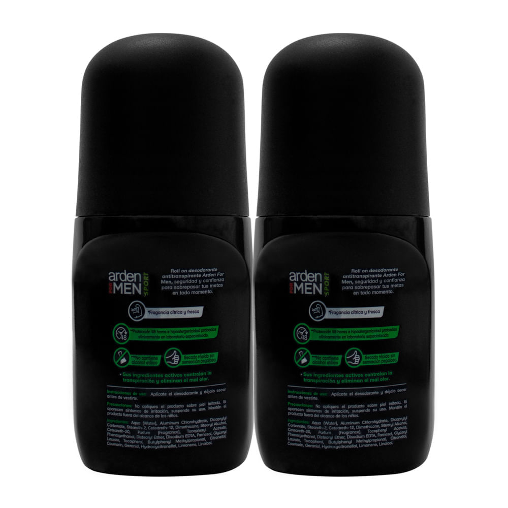 Promoción Arden For Men Desodorante Sport Roll On 50ml x2 und
